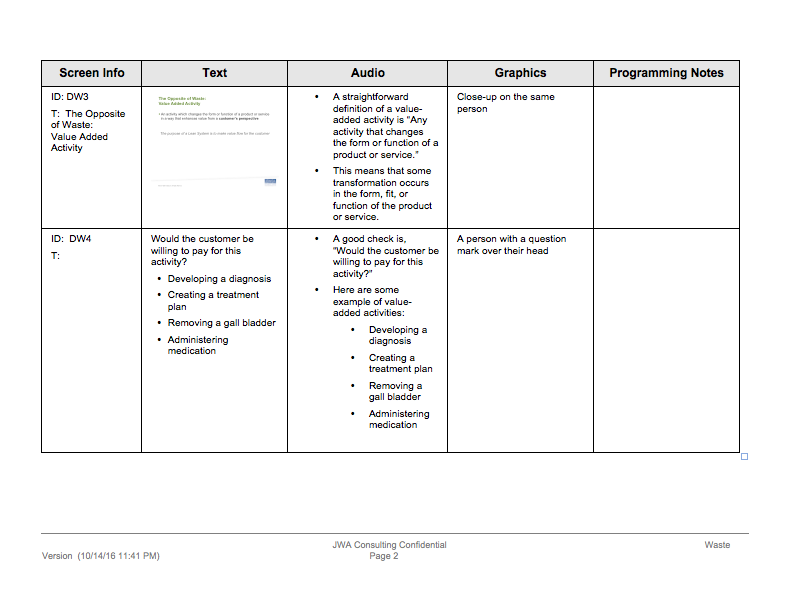 Design: Storyboard Sample 2 – Instructional Design
